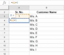 Auto Serial Numbering in Google Sheets with Row Function