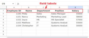 Column Terminology in Google Sheets: Headings, Labels & Names