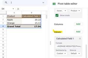 Calculate Weighted Average in Pivot Table in Google Sheets